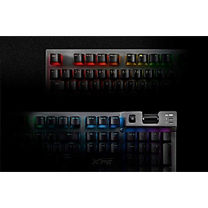 XPG Summoner Mechanical RGB Gaming Keyboard: Cherry MX Red Linear Switches - Sandblasted Aluminum Frame - USB Passthrough - Mechanical Scroll Wheel - Included Wrist Rest - Black