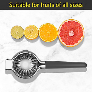 Lemon Squeezer, Sopito Stainless Steel Citrus Press Juicer Heavy Duty with Large Metal Squeezer Bowl for Seedless Juicing, Non-Slip Grip Design Manual Juicer