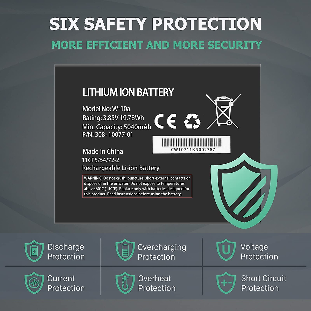 W-10A Battery,[5040mAh] New Upgrade Ultra-high Capacity 0 Cycle Battery Replacement for Netgear MR1100 AT&T Nighthawk M1 LTE Mobile Hotspot Router Netgear 308-10019-01 W-10 W-10