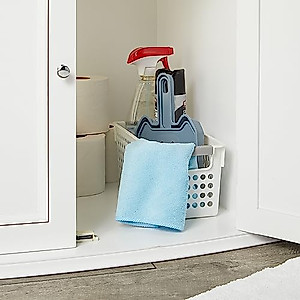 Farmlyn Creek 4 Pack Plastic Baskets with Handles, Narrow Storage Bins for Organizing, Kitchen and Laundry Shelves, Small Nesting Containers (4 Colors, 11.5 x 5 x 5 inch)