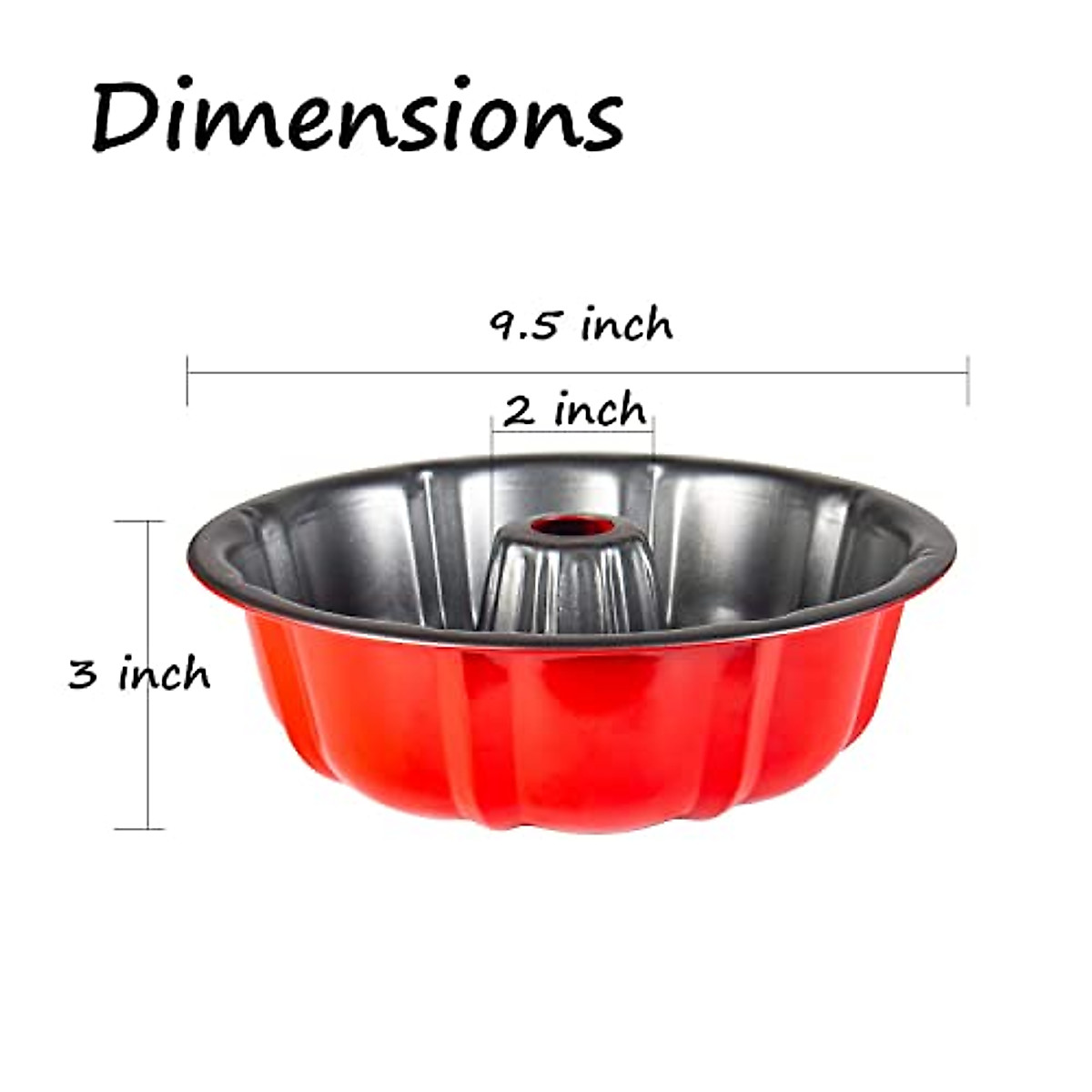 TAOUNOA 2Pcs Nonstick 9.5 Inch Tube Pan 12 Cup Baking Cake Pan for Cake Mold Fluted Cake Pans for Anniversary Homemade Cake Quiche