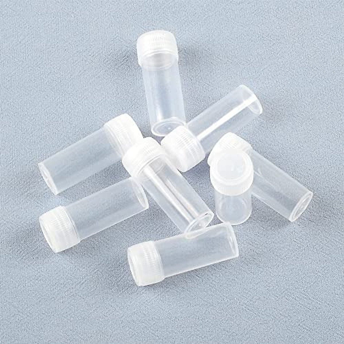 Othmro 75Pcs 5ml Plastic Bottles Lab Cylindrical Chemical Reagent Bottles, Wide Mouth Laboratory Reagent Bottles, Sample Sealing Liquid Storage Containers for Food Stores White Translucent