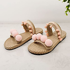 Women Sandals Shoes New Ladies Slippers Fashion Flat Christmas Fuzzy Socks for Girls - 3 Pairs of Women Cabin Slipper (Pink, 7)