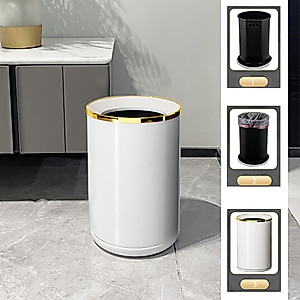YOJIA 2.6 Gallon/10L Office Trash Cans,Open Top Waste Basket,White and Elegant Trash bin,Light Luxury Garbage Can,for Desk,Hotel,Living Room,Bedroom,Bathroom,Kitchen,RV,Cafe (White)