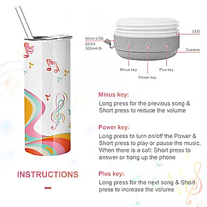 Icesip 25 Pack Music Speaker Tumbler, 20 oz Sublimation Tumbler Skinny Straight Double Wall Music Speaker Cup with Straw Lid & USB Charging Cable Grey
