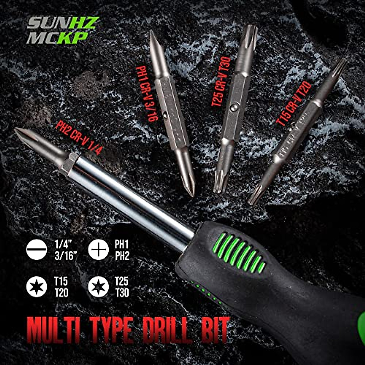 SUNHZMCKP 8 in 1 Screwdriver, Portable multi-purpose screwdriver set，High-Strength Bits, Phillips, Slotted, Torx，Suitable for outdoor and daily repair tools,The best tool gift