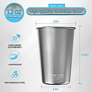 MUMIGUAN Stainless Steel Cups for Kids 12oz/350ml (4 Pack), Stainless Steel Tumbler, Kids Cups, Camping Stainless Steel Cups, Stackable Metal Drinking Glasses, BPA Free, Stackable, Durable.