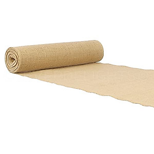 CleverDelights 14" Premium Burlap Roll - 10 Yards - No-Fray Finished Edges - Natural Jute Burlap Fabric