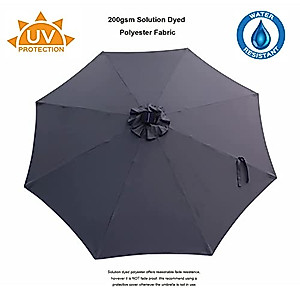 C-Hopetree 10 ft Outdoor Patio Market Table Umbrella with Solar LED Lights and Tilt, Anthracite
