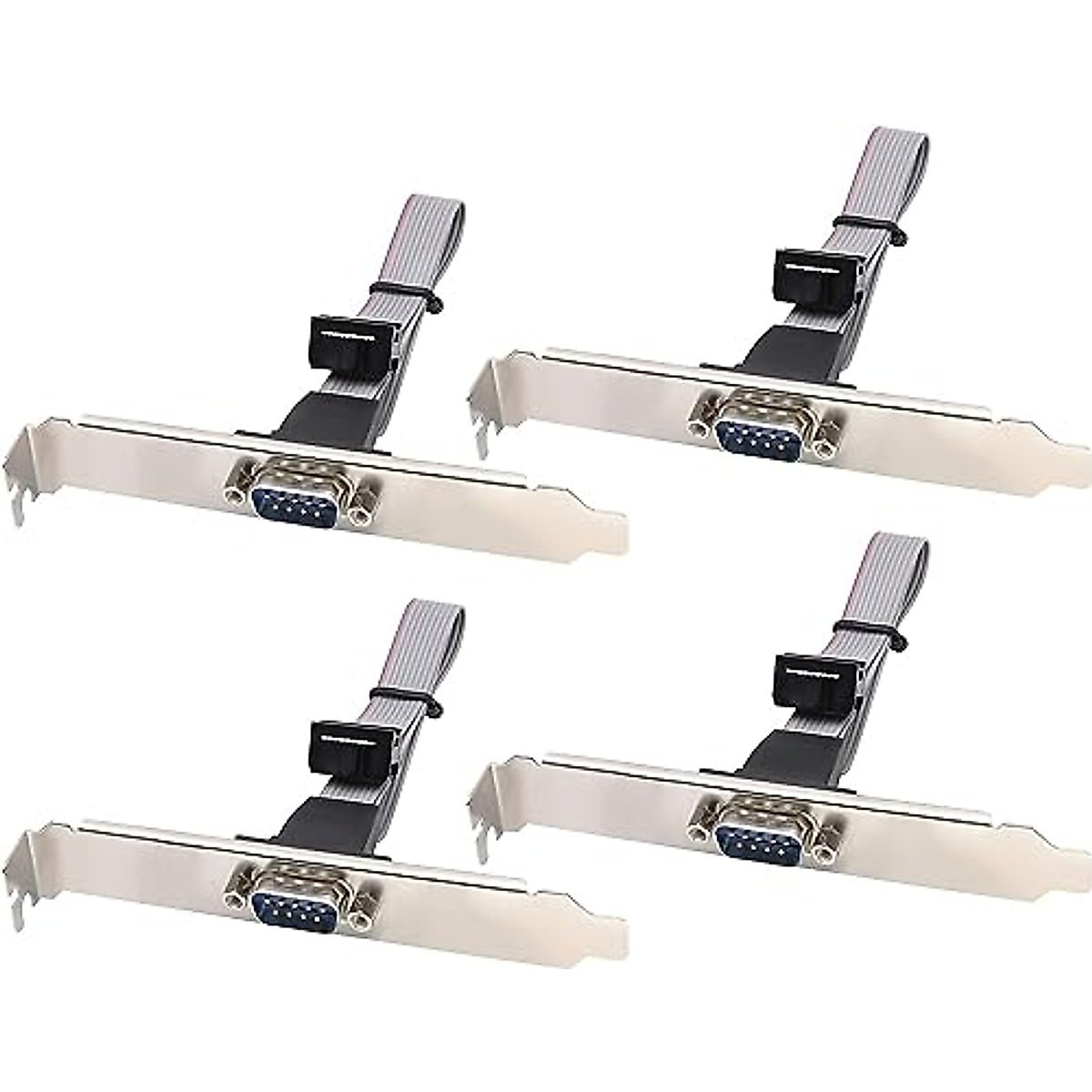 zdyCGTime 1Port DB9 RS232Serial Port Bracket to 10 pin HeaderRibbon Cable Connector Adapter, DB9 Serial Male to 10P Motherboard Header Panel Mount Cable Serial Port Bracket (12in 4Pcs) (1 Port)