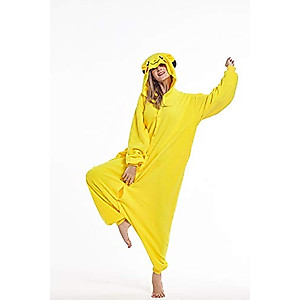 Sqlszt Animal Adult Onesie One Piece Cosplay Pajamas Jumpsuit Costume for Women Men Halloween christmas M Yellow