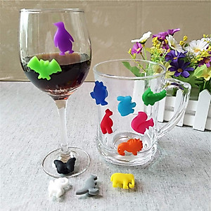 Cabilock Drink Markers 24pcs Wine Charms Silicone Wine Glass Markers Sea and Land Animals Wine Identifier Drinking Cup Sign Party Cup Bottle Sign Wine Glass Charms