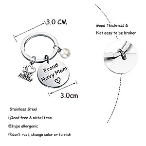 Gzrlyf Navy Mom Keychain I Love My Sailor Proud Navy Mom Navy Deployment Gifts (Proud Navy Mom Keychain)