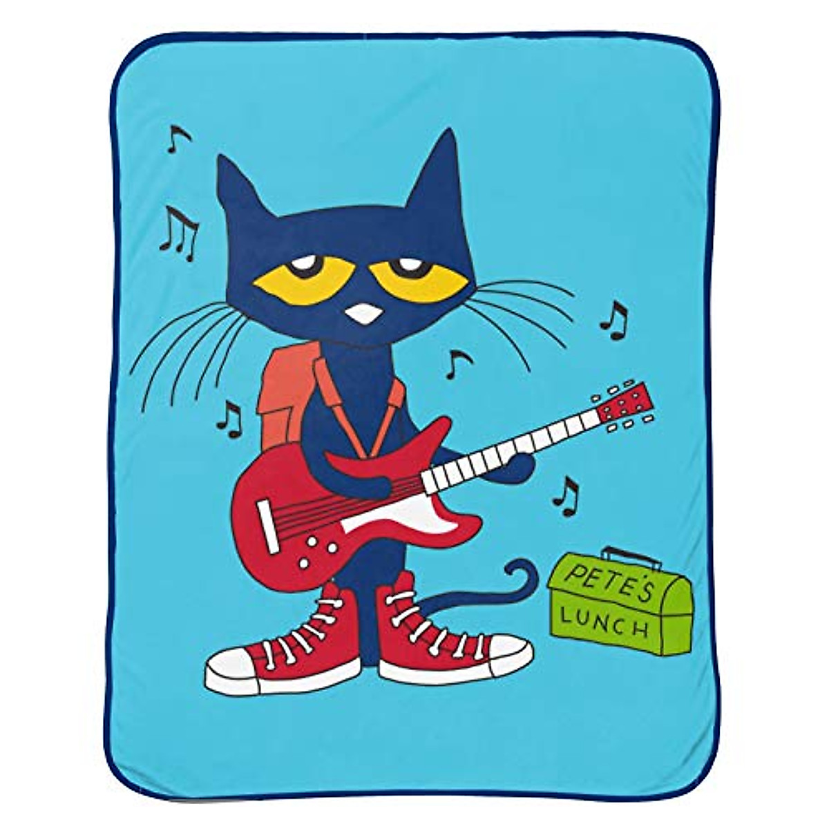 Jay Franco Pete The Cat Rock Out Mini Pillow Buddy and 46 Inch x 60 Inch Throw Set - Kids Super Soft 2 Piece Blanket Set