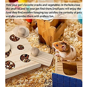 MUYG Wooden Hamster Foraging Toys,Enrichment Foraging Toy Guinea Pig Interactive Hide Treats Puzzle Snuffle Game Small Animal Chew Toys for Chinchilla Rat Bunny Hedgehog Gerbils