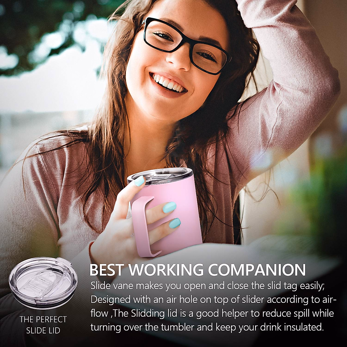 mininoo Stainless Steel Insulated Coffee Mug Cup with Handle,12OZ Double Wall Vacuum Travel Coffee Tumbler Mug with Lid Marble 2 Pack