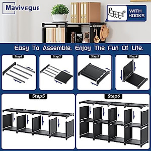 Mavivegue 8 Cube Book Shelf Organizer - Tall Black Cube Shelf with Cubbies for Bedroom, Living Room, Office