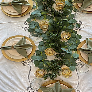 NDSWKR 6 Pack Bead Charger Plates, 13 Inch Gold Charger Plates, Plastic Decoration Charger for Dinner Plate, Wedding Catering Event Decoration, Tabletop Decor