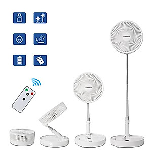 Primevolve 8.7 inch Battery Operated Standing Fan, Rechargeable Portable USB Fan with Adjustable Height for Camping Tent Travel White