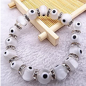 Pingyongchang Evil Eye Bracelet Charm Beaded Crystal Bracelets Jewelry Boho Protection Stretch Bracelets for Women Womens Strand Jewelry GREEN