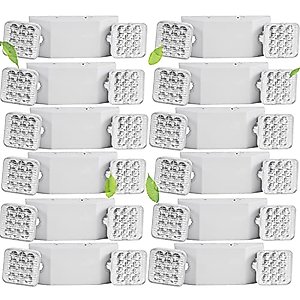12 Pack LED Emergency Light Fixture, Commercial Emergency Lights with Battery Backup, Square Two Head Adjustable LED Emergency Light for Power Failure Business, Emergency Exit Light AC 110V-277V