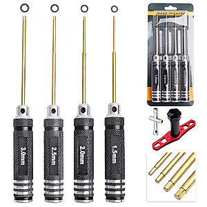 Hobbypark RC Hex Driver Set 1.5mm 2.0mm 2.5mm 3.0mm, Small Hex Wrench and Extended 17mm Wheel Wrench RC Car Repair Tools for Traxxas Arrma Axial Models