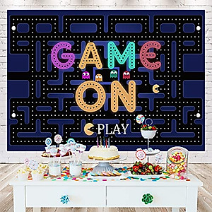 Video Game On Backdrop Girls Boys Maze Photography Background 7x5ft Colorful Lights Game On Birthday Party Supplies Kids Adults Gaming Party Decorations Baby Shower Cake Table Photo Booth Props