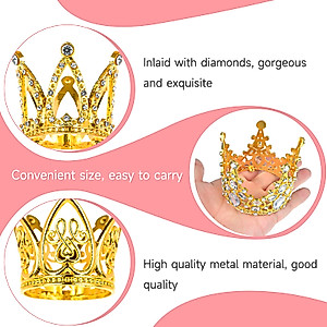 30 Pcs Gold Crown Cake Topper Mini Small Crowns Pearl Rhinestone Princess Cupcake Toppers for Flower Arrangements Glittering Cake Decoration for Girl Lady Bridal Wedding Birthday Party, 3 Style