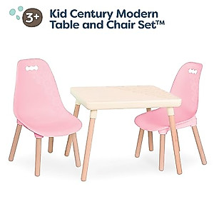 B. toys- B. spaces- Table and Chair Set- Furniture For Toddlers- 1 Craft Table & 2 Chairs- Natural Wooden Legs- Pink & Ivory- 3 years +