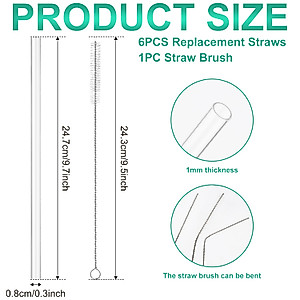 6PCS Replacement Straws Compatible with Hydro Flask, 24.7cm/9.7inch Clear Reusable Straws for Hydro Flask Wide Mouth Straw Lid 40 oz Water Bottle with A Cleaning Brush, BPA Free