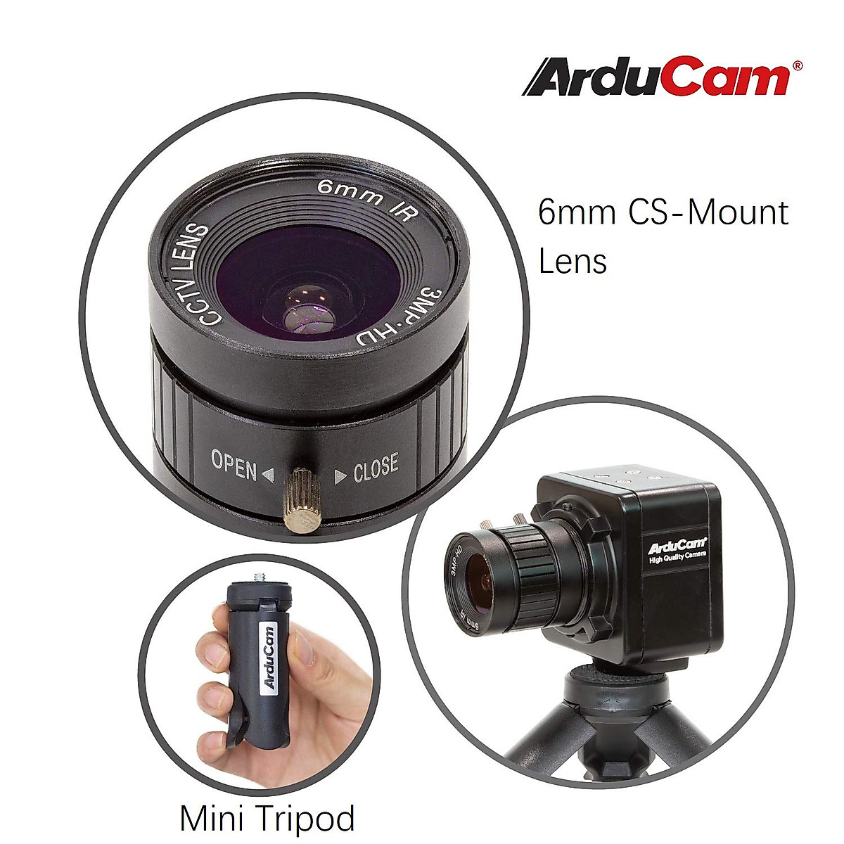 Arducam IMX477 Camera Bundle Compatible with Nvidia Jetson Nano/Xavier NX, and Orin NX/AGX Orin, 12.3MP HQ Camera Module with 6mm CS-Mount Lens, Metal Enclosure, Tripod and HDMI Extension Adapter