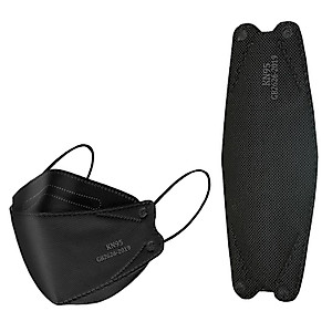 akgk KN95 Face Masks 50 Pack, Individually Wrapped, 5-Ply Disposable Black Face Mask Against PM 2.5 Smoke and Dust