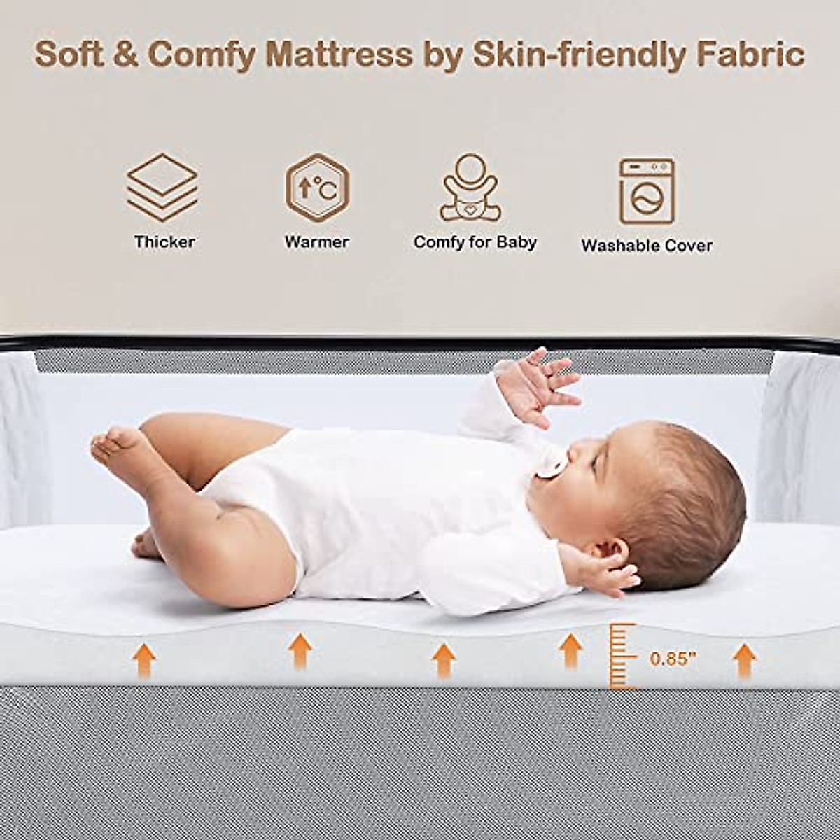 Sailnovo Baby Bassinets Bedside Sleeper for Baby, Bedside Crib Portable Bassinet with Mattress and Storage Basket, Cosleeper Bassinet Attach to Bed with Adjustable Height for Newborn/Baby/Boy/Girl