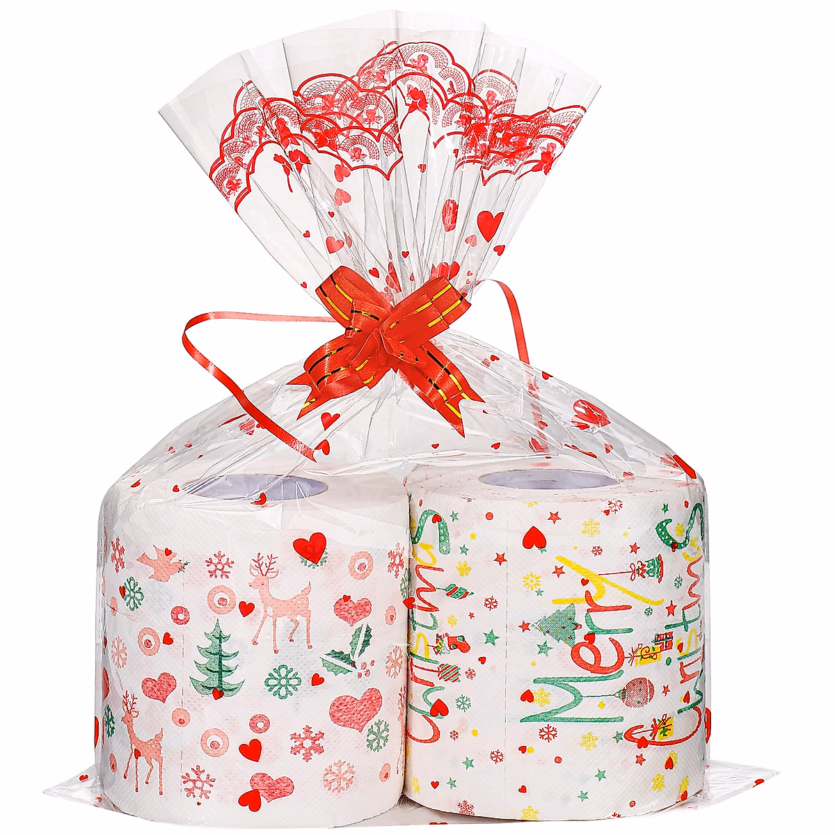 Merry Christmas Toilet Paper- Christmas Toilet Paper Roll for White Elephant Gifts, Tissue Napkin Prank Fun- Christmas Decorations for Xmas Stocking Stuffers Novelty Gift Idea, 2 Roll
