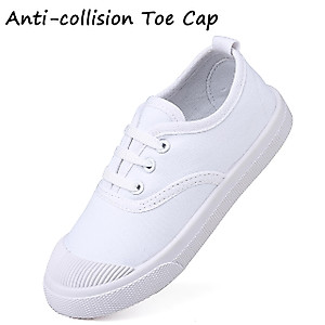 Boy's Girl's Toddlers Canvas Sneakers Slip-On Lightweight Kids Lace up White Sneakers Casual Skin-Friendly Walking Running Shoes Big Kids 1