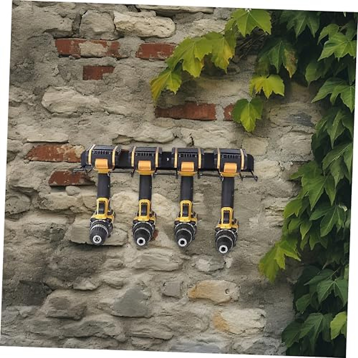 Levemolo Tool Holder Garage Hooks Broom Rack Rake Holder Tool Organizer Rack Shovel Holder Cordless Drill Rack Power Tool Rack Electric Tools Storage Shelf Black Carbon Steel