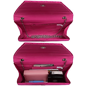 Dasein Women Evening Bags Wedding Purses Handbags Party Clutches Cocktail Prom Clutch with Glitter Rhinestones (Hot Pink)