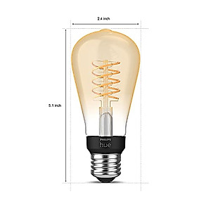 Philips Hue 2-Pack Dimmable Warm White Vintage Smart ST19 Edison Bulb, Bluetooth & Hub Compatible (Hue Hub Optional), Voice Activated with Alexa, Google Assistant, and HomeKit