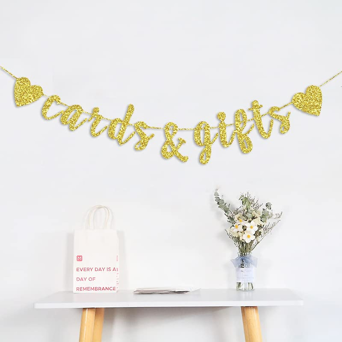 Cards & Gifts Gold Gliter Paper Banner Sign, Wedding, Engagement, Birthday, Baby Shower House Warming Party Gift Decoration