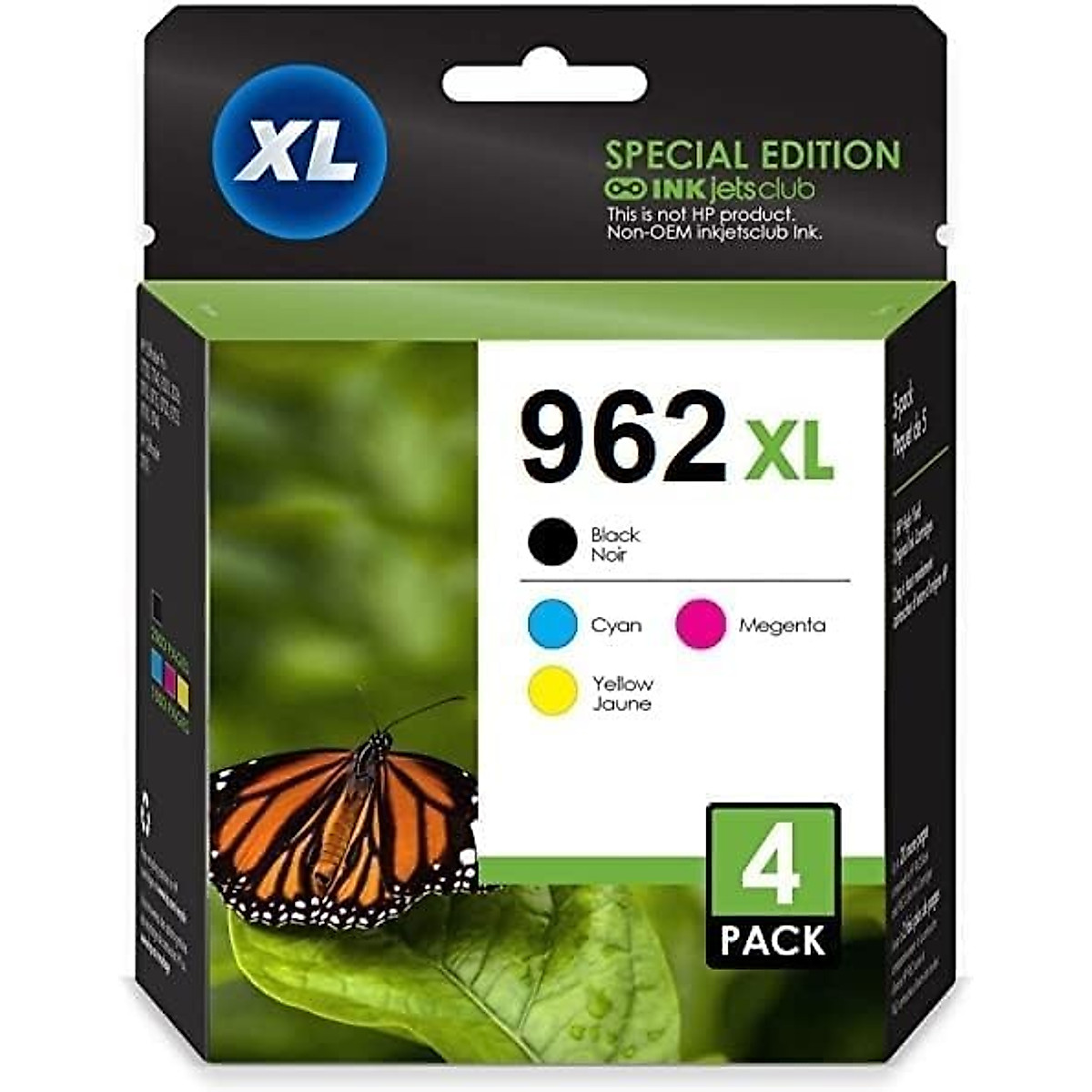 962XL Compatible Ink Cartridge Replacement for HP 962 XL / 962 Ink. Works Well with Officejet Pro 9018 9010 9012 9015 9020 9025 9026 9027 Printers. 4 Pack (Black, Cyan, Magenta, Yellow)