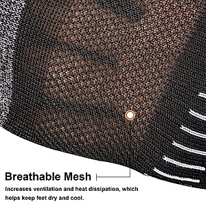 PHETAUM Women's Thick Cushioned Athletic Ankle Socks Running Walking Exercise, Black, Size 6-9, 6 Pairs