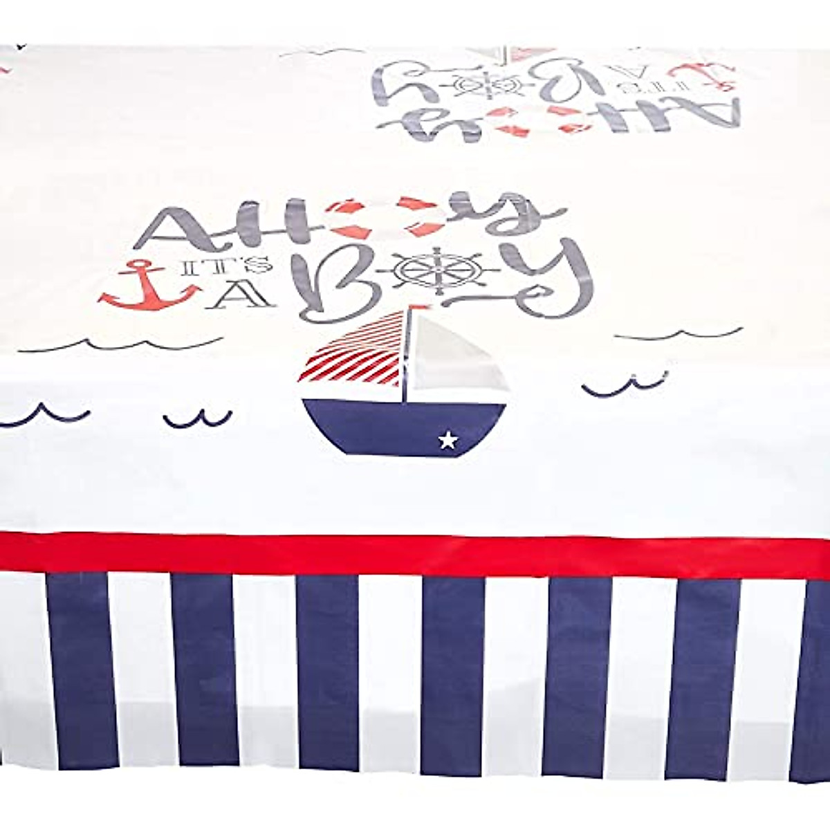 Ahoy It's a Boy Nautical Table Cover (54 x 108 in, Rectangle, 3 Pack)