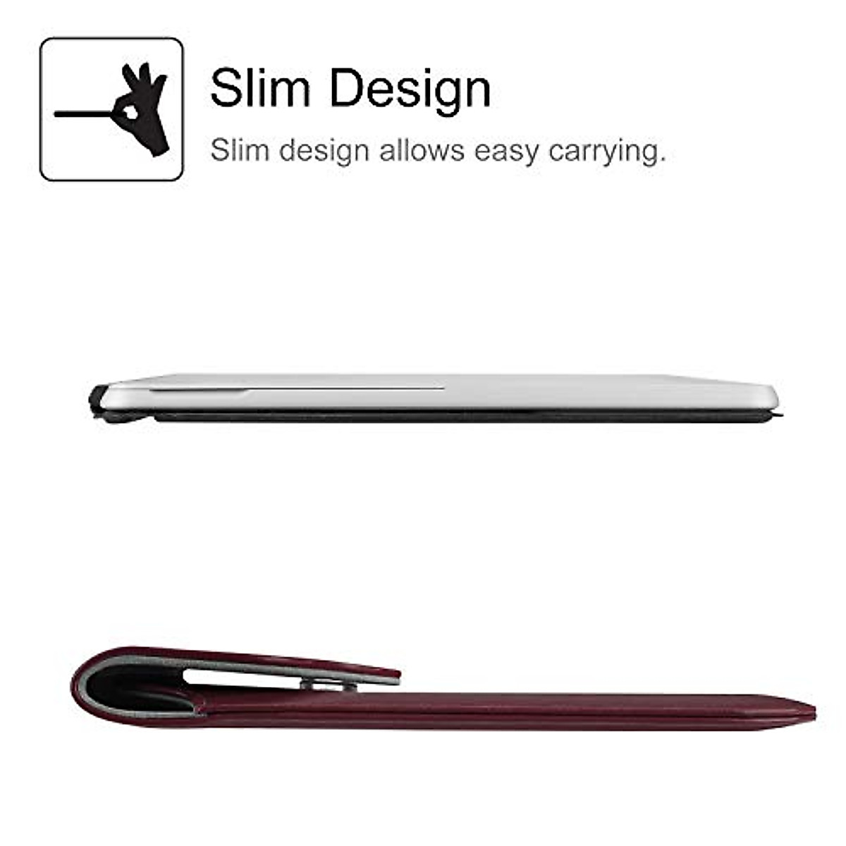 Fintie Sleeve Case for Microsoft Surface Go 4/3/2/1 (2023/2021/2020/2018) - Slim Fit Premium Vegan Leather Cover with Stylus Loop, Compatible w/Keyboard,Burgundy