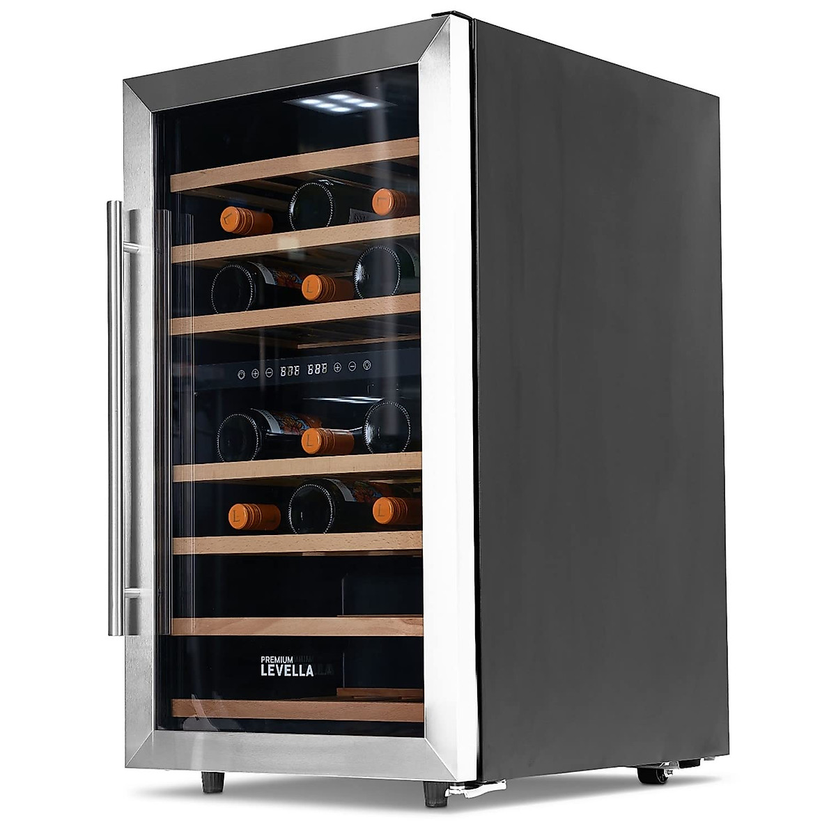 PremiumLevella 18.9 in. Wide 4.1 cu ft 43-Bottle Dual Zone Freestanding Wine Cooler with Tempered Glass Door
