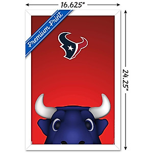 Trends International NFL Houston Texans - S. Preston Mascot Toro 20 Wall Poster, 14.725" x 22.375", White Framed Version