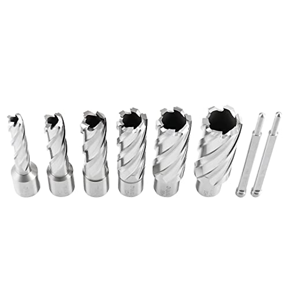 Accusize Industrial Tools Hss Annular Cutter Set, 2'' Cutting Depth, 7/16'' to 1-1/16'' Slugger Cutter, 8 Pcs/Set, HSS2-0000