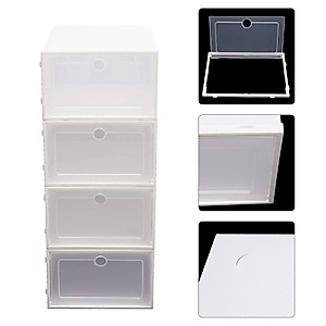 LiFuJunDong 20 Pcs Shoes Storage Organizer,White Plastic Stackable Shoe Organizer for Closet,Universal Shoe Storage Boxes for Men and Women (20 Pcs)