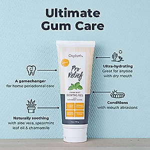 Oxyfresh Premium Pro Relief Dental Gel with Zinc –Infused with Aloe Vera, Chamomile and Xylitol – Dentist Recommended to Help Soothe Gum Tissue. 4 oz.