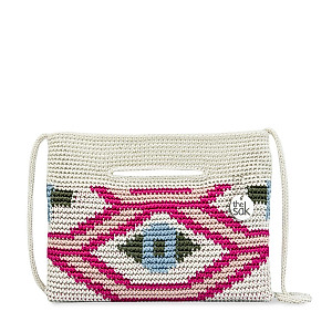 The Sak Linden Convertible Crossbody Bag in Crochet, Adjustable Multi Use Strap, Natural Senang