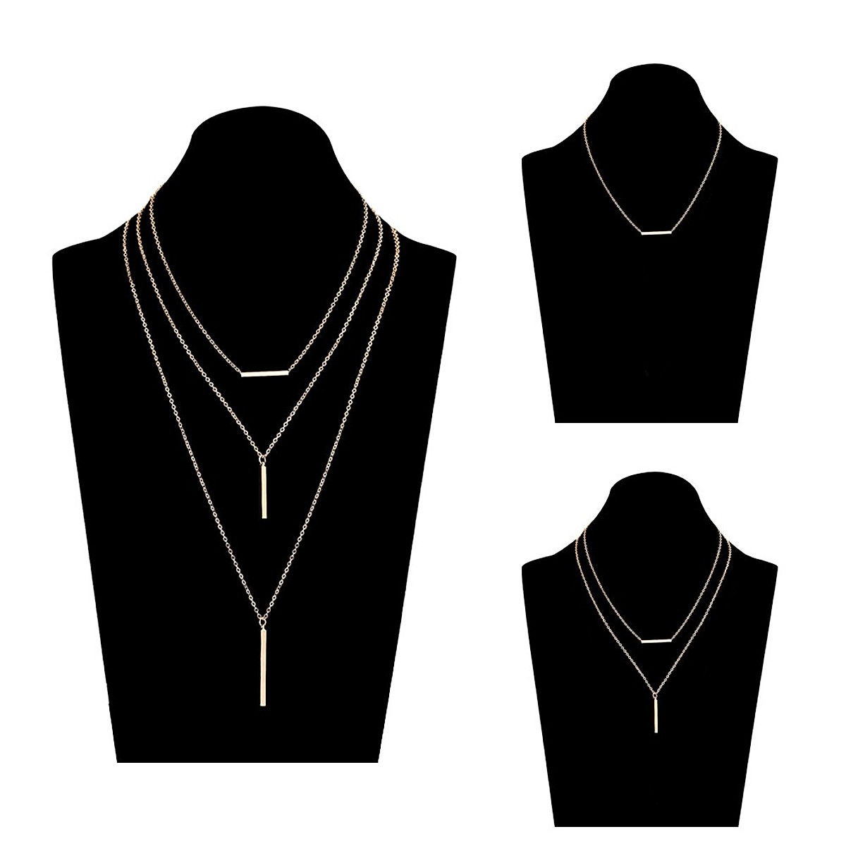 CEALXHENY Layered Chain Necklaces for Women Girls Boho Vertical Bar Pendant Necklace Set Minimalist Y Necklaces for Beach Parties Summer Jewelry Set